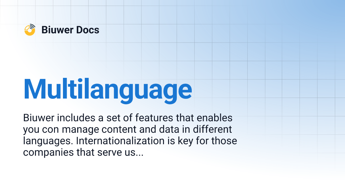 Multilanguage | Biuwer Docs